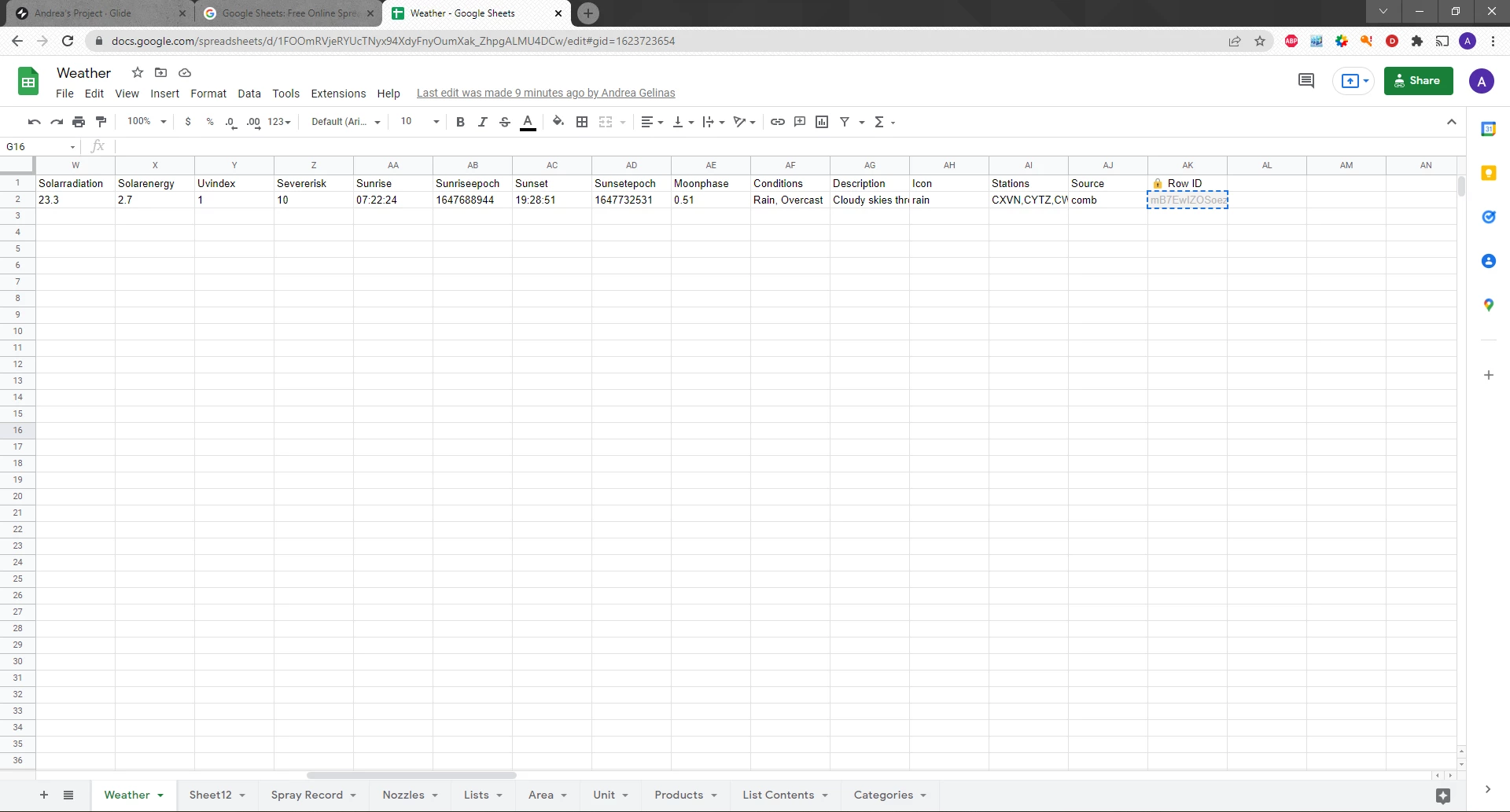 Updating Multiple Columns In Google Sheets Based On Glide Form Answers 