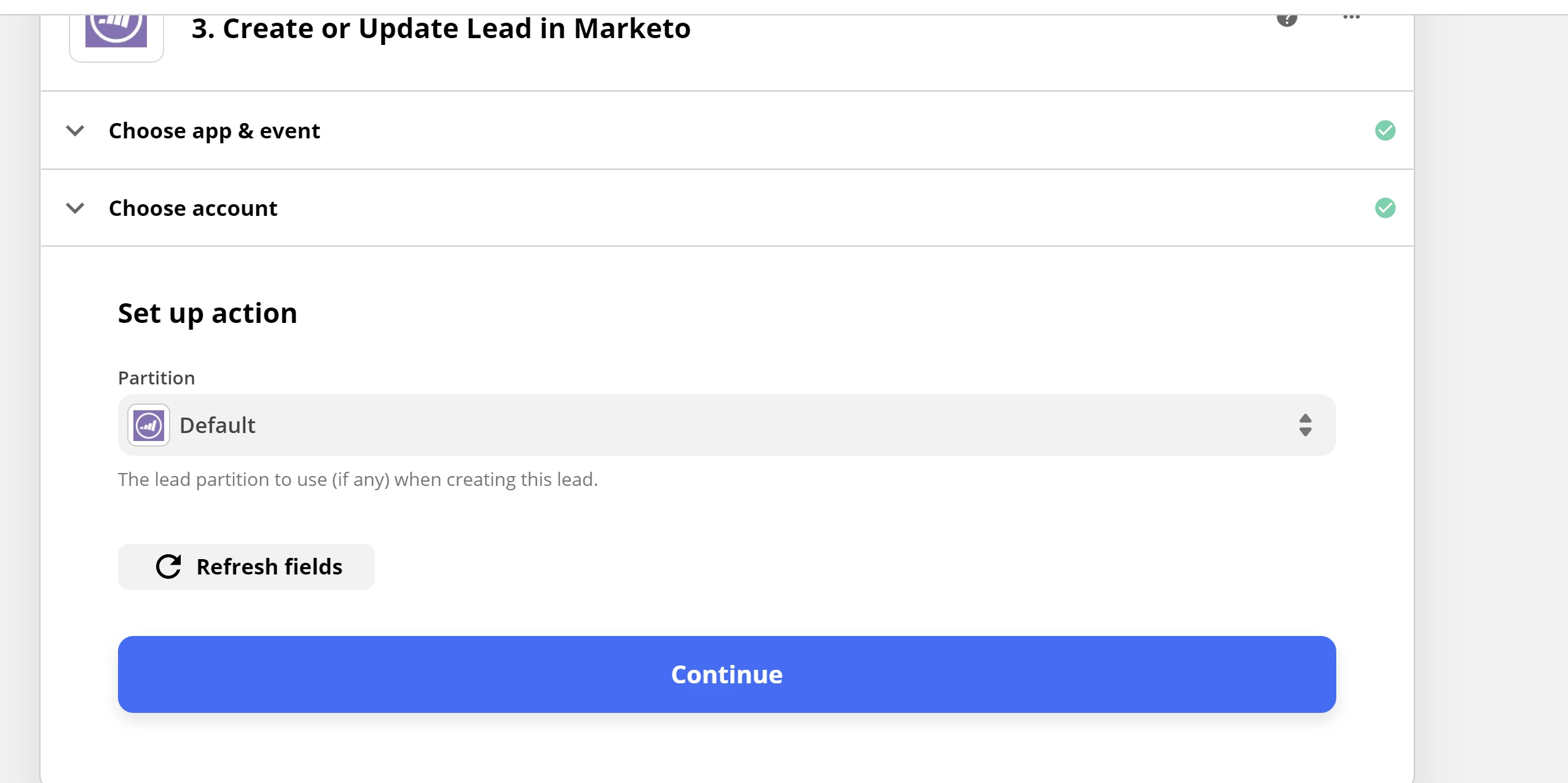 Create Or Update Lead In Marketo Action Not Showing Fields Under Default Partition Zapier 