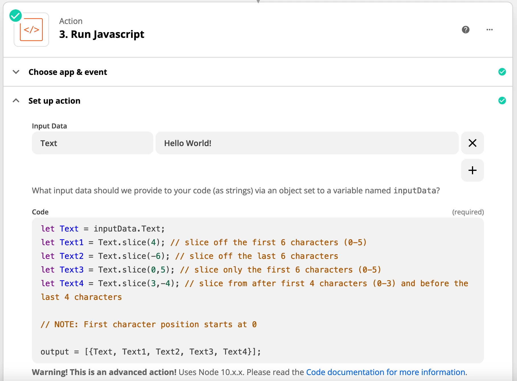 Slice Text With JavaScript Code Zapier Community