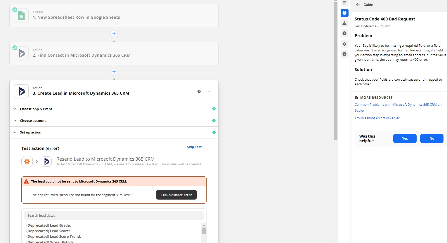 Status Code 400 Resource Not Found For The Segment Error When Using 