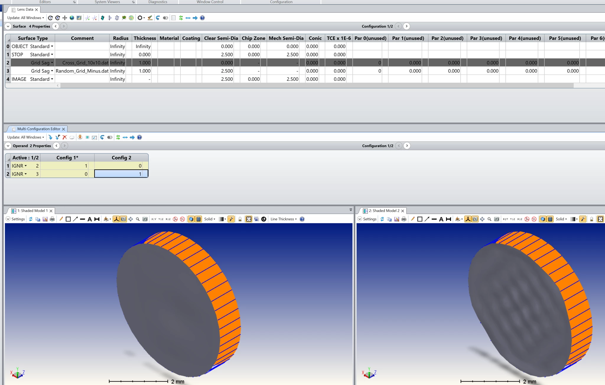 Grid Sag Multi Dat File Import Using Multi Configuration Editor Zemax